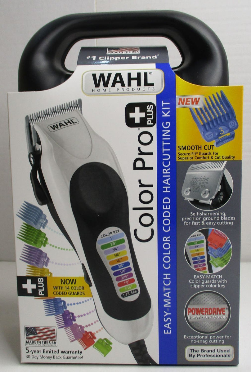 Wahl Color Pro Plus Clipper with Easy Color-Coded Guide Combs Haircutt ...